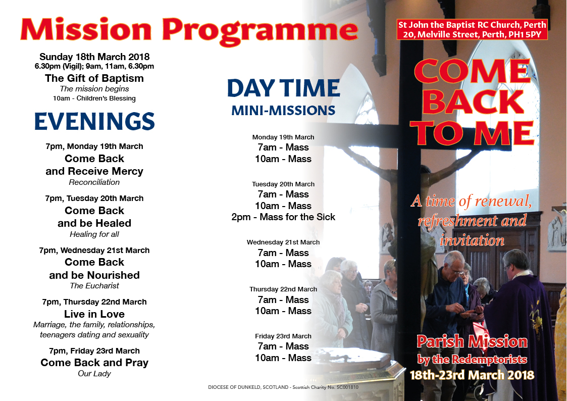 Mission Programme – 18-23 March | St John's RC Church, Perth